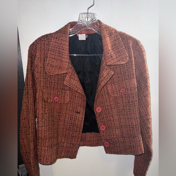 Angie | Jackets & Coats | Knit Plaid Cropped Blazersuit Style Jacket ...